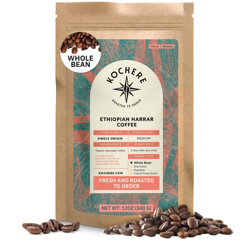 Kochere Coffee Ethiopian Harrar Natural Medium Roast - Fruity, Blueber – BORDERLESS BAZAAR